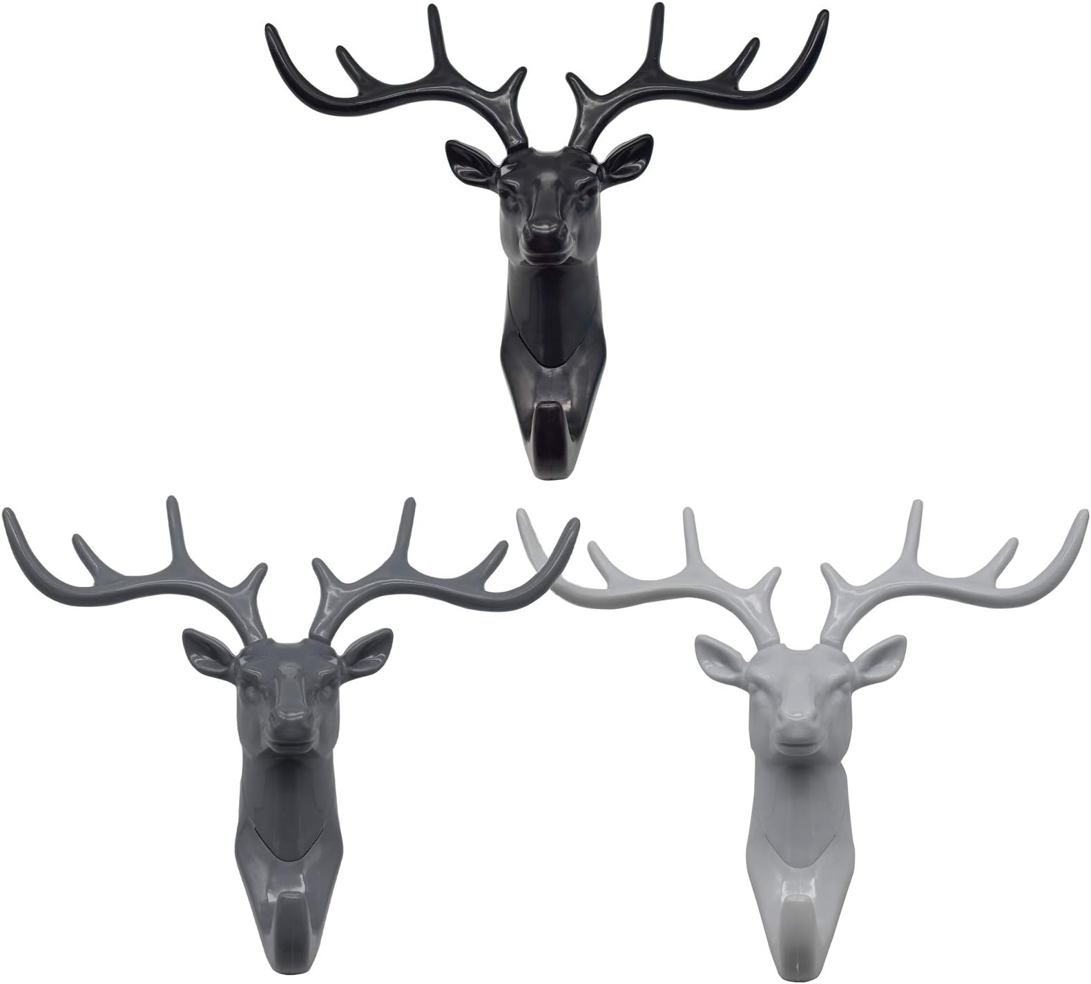 Amazon.com: Maydahui 3 PCS Deer Head Wall Hook Antler Hanger Animal ...