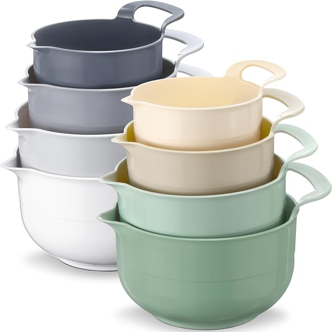Amazon.com: Potchen 8 Pack Plastic Mixing Bowls Set with Handles ...