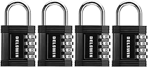 DELSWIN Combination Lock for Locker - 4 Digit Resettable Combo Lock for ...