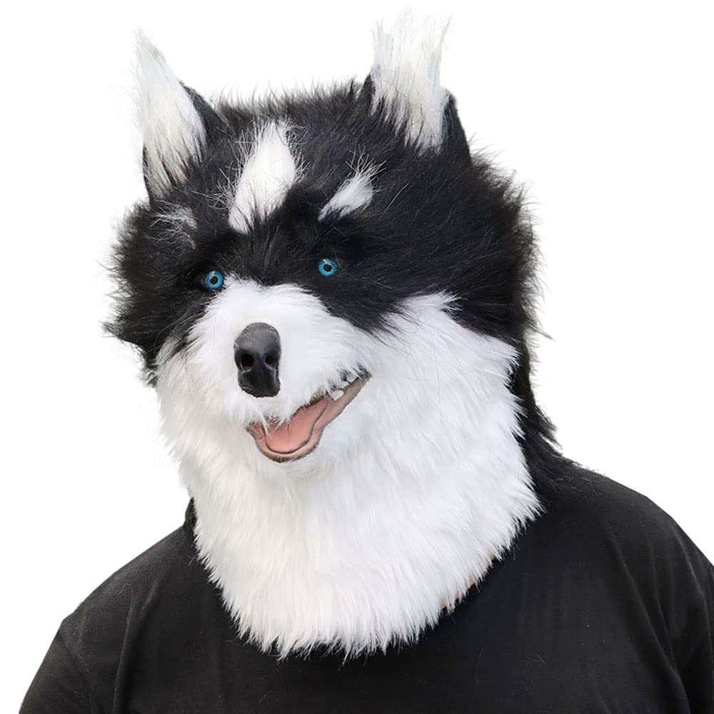 ifkoo Furry Chicken Rubber Mask Faux Fur Rooster Head Mask Headgear ...