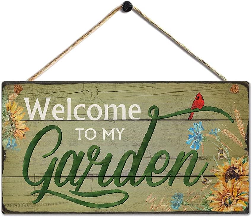 Amazon.com : Rustic Garden Signs Vintage Welcome to My Garden Hanging ...