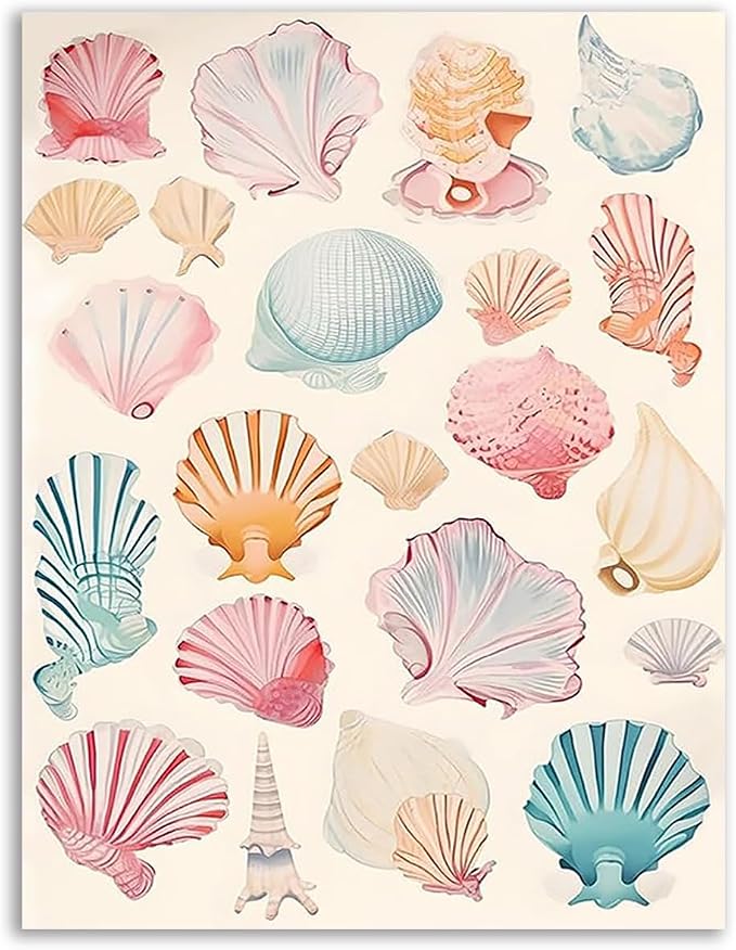 Amazon.com: Generic Shell Art Coastal Cowgirl Prints Beach Room Surfing ...