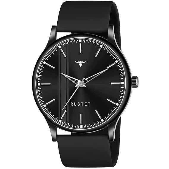 Buy RUSTET Silicone Strap Analog Wrist Watch for Men (Black/Blue/Red ...