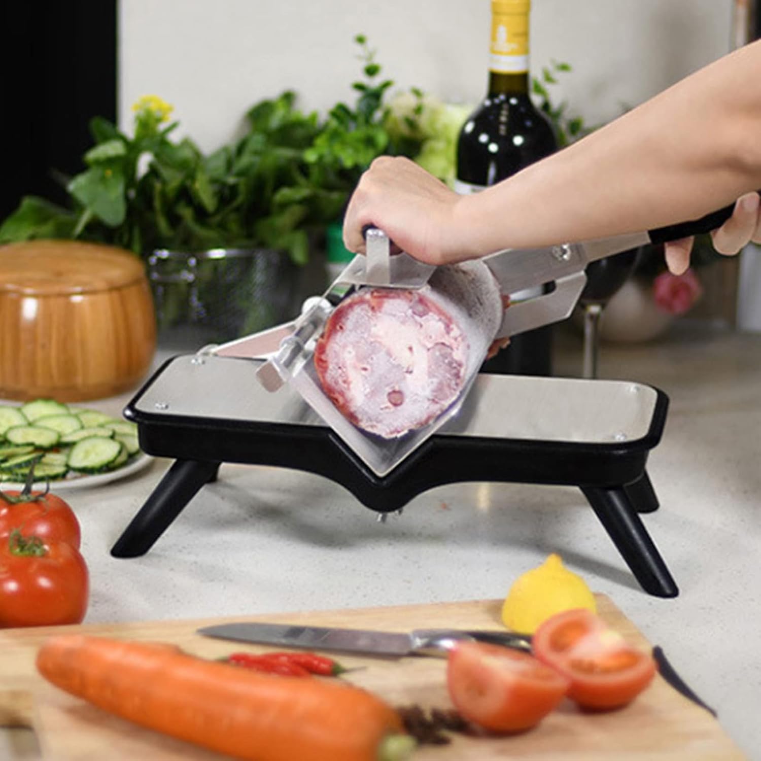 LENFUN Manual Bone Meat Slicer, Stainless Steel Bone Cutter Machine ...