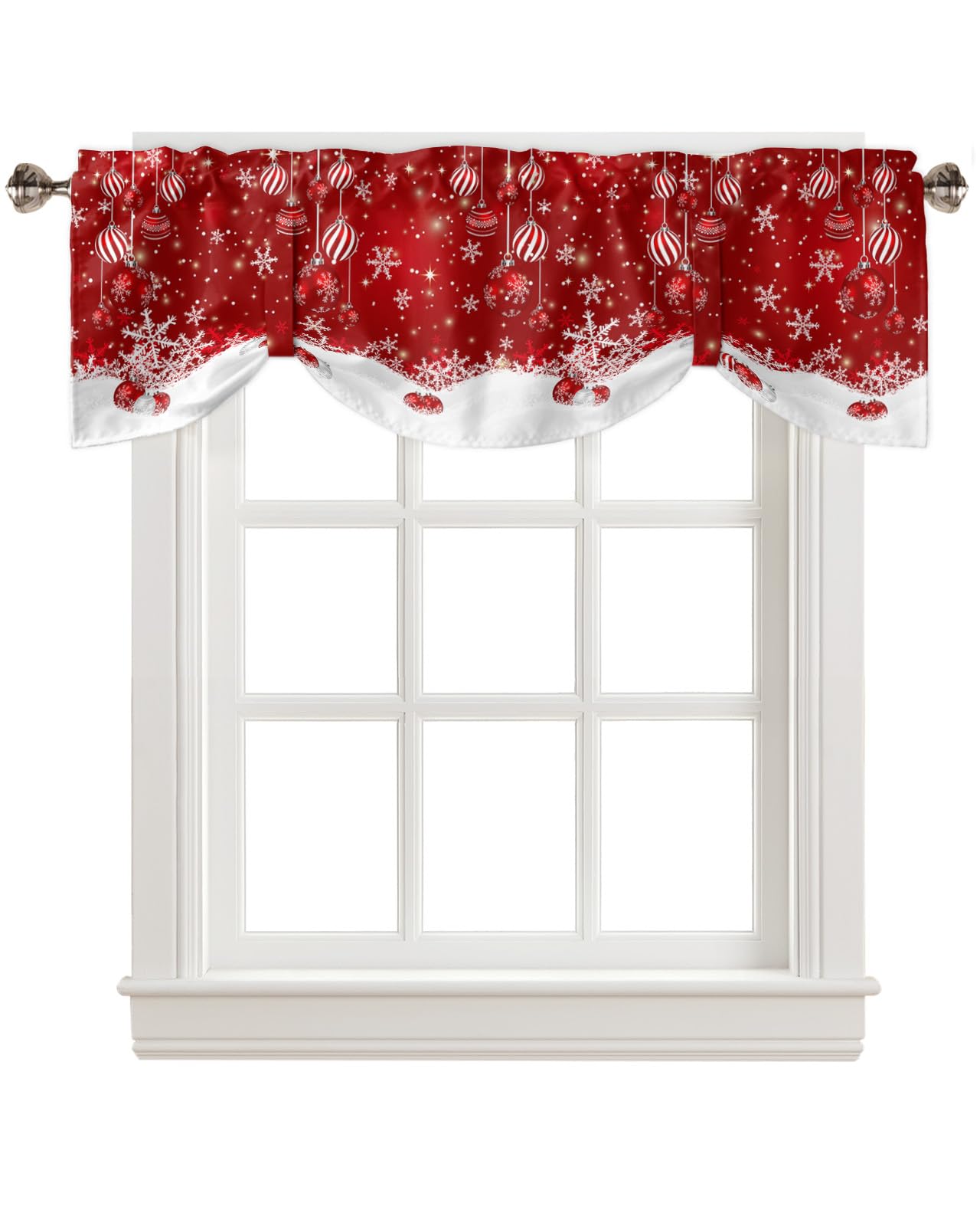 Amazon.com: CosyBright Christmas Tie Up Valance Curtain Winter ...