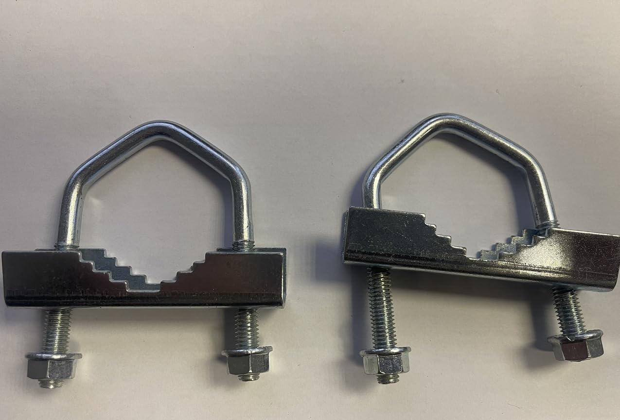 2x Heavy Duty Jaw V-Bolts 90mm Aerial Pole Mast- Steel Construction For ...