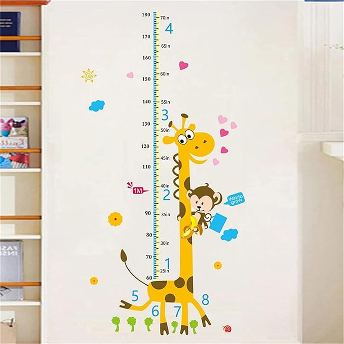 Amazon.com: WOHAHA Height Growth Wall Chart Yellow Giraffe Monkey Wall ...