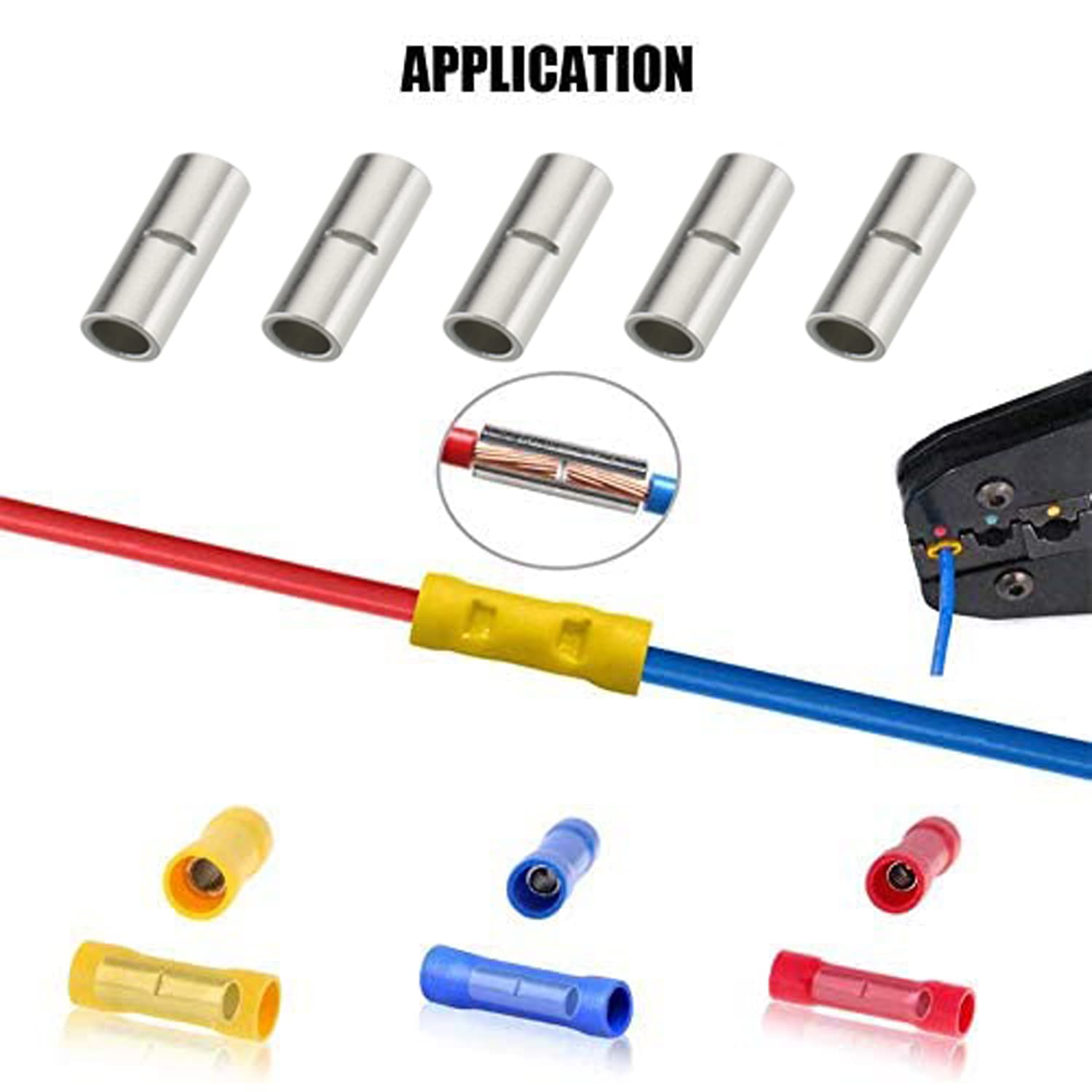 Snapklik.com : 5 Pcs Non-Insulated Butt Connectors Kit, Uninsulated ...