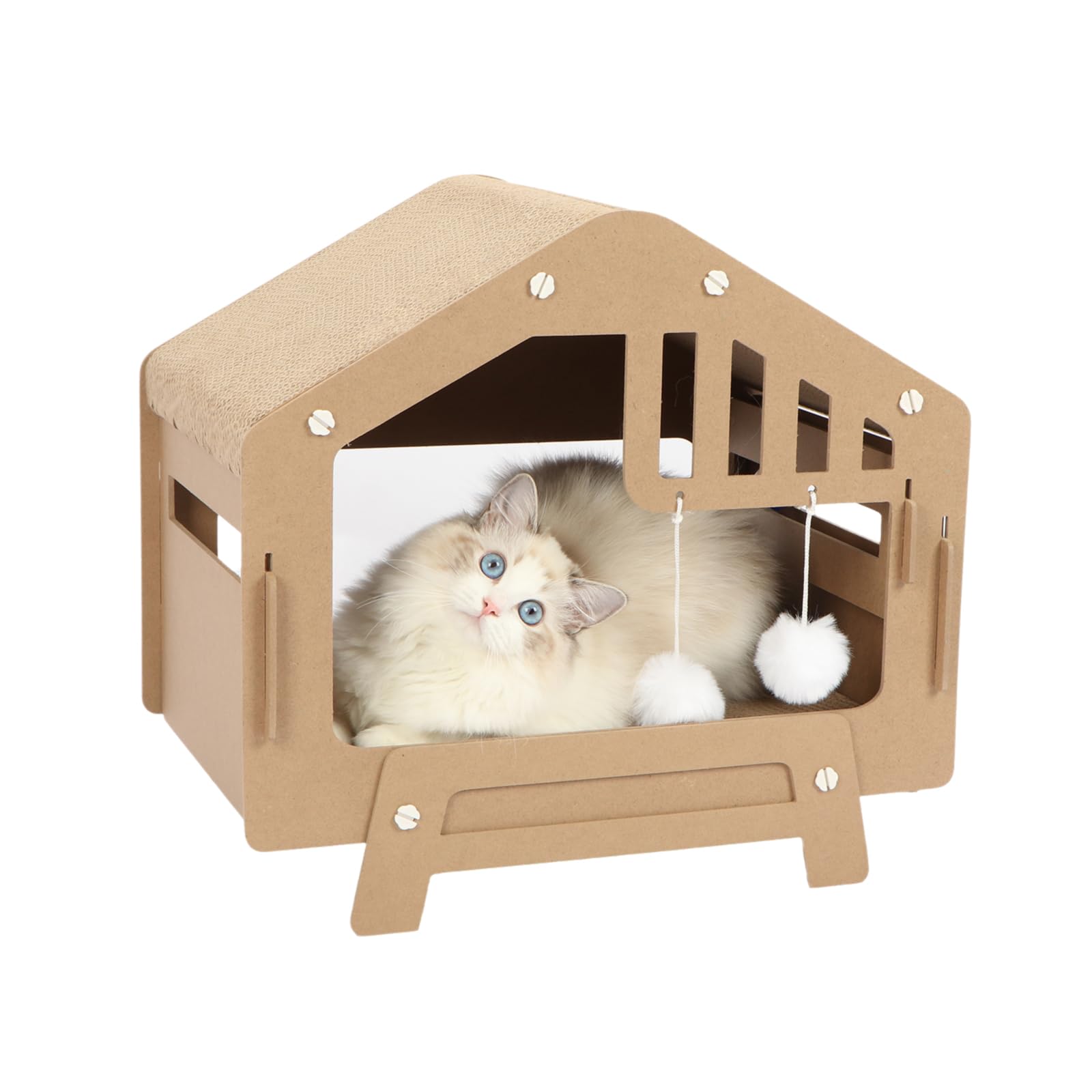 Amazon | Aissiora 猫 爪とぎ 段ボール キャットハウス 猫用 つめとぎ ダンボールハウス 猫ベッド 通気 丈夫 強化ダンボール 爪磨き 家具破壊防止 運動不足改善 ストレス ...