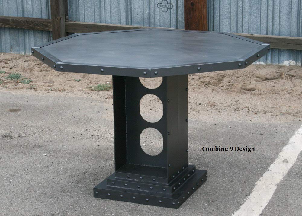 Amazon.com: French Industrial Poker Table. Steel Card Table. Handmade ...