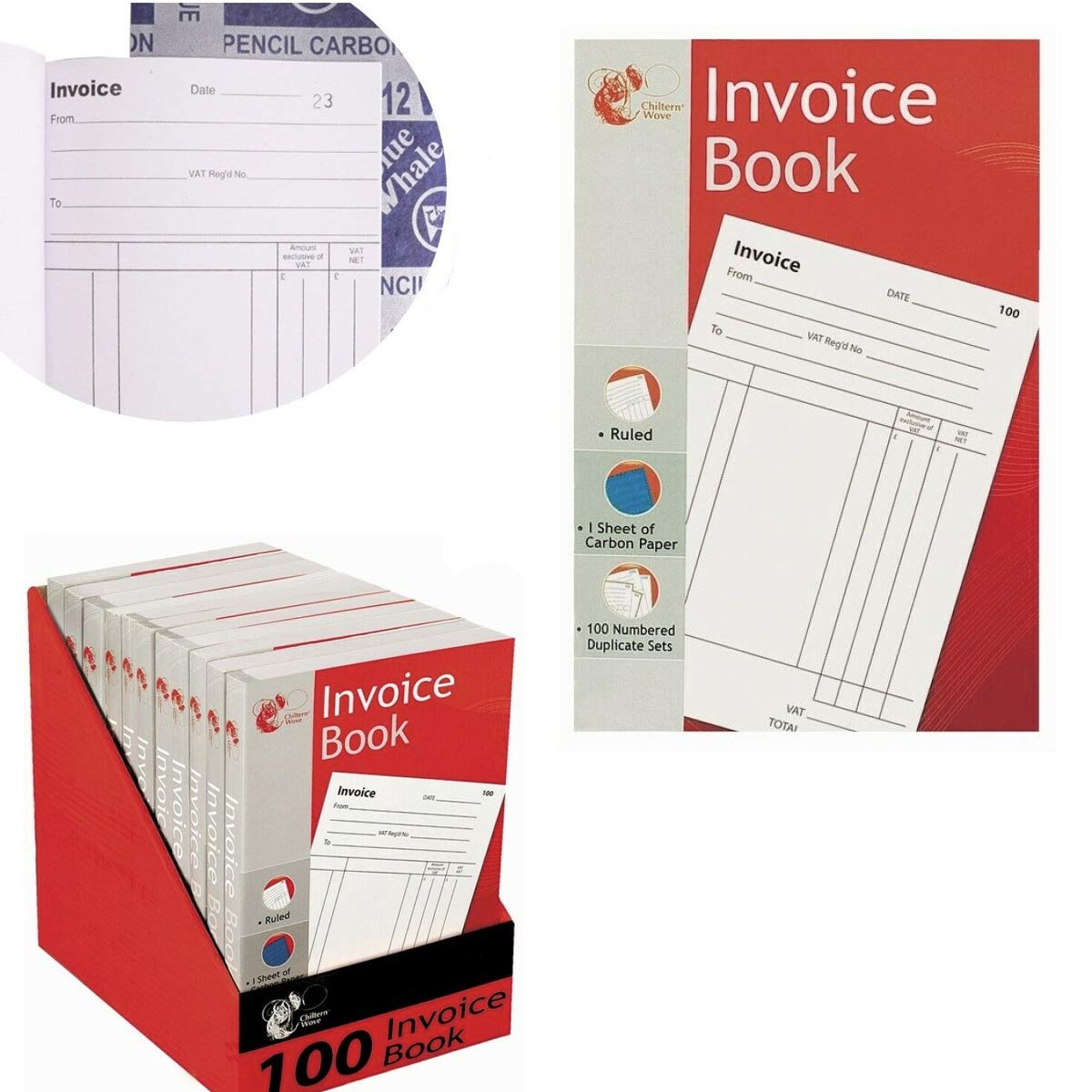 Invoice Sales Record Receipt Book Numbered 1-100 Duplicate with Index ...