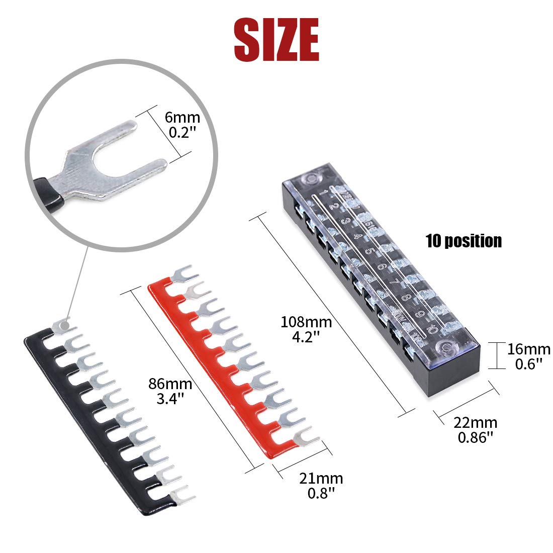 Snapklik.com : 6Pcs 10 Position Double Row Screw Terminal Strip 600V ...