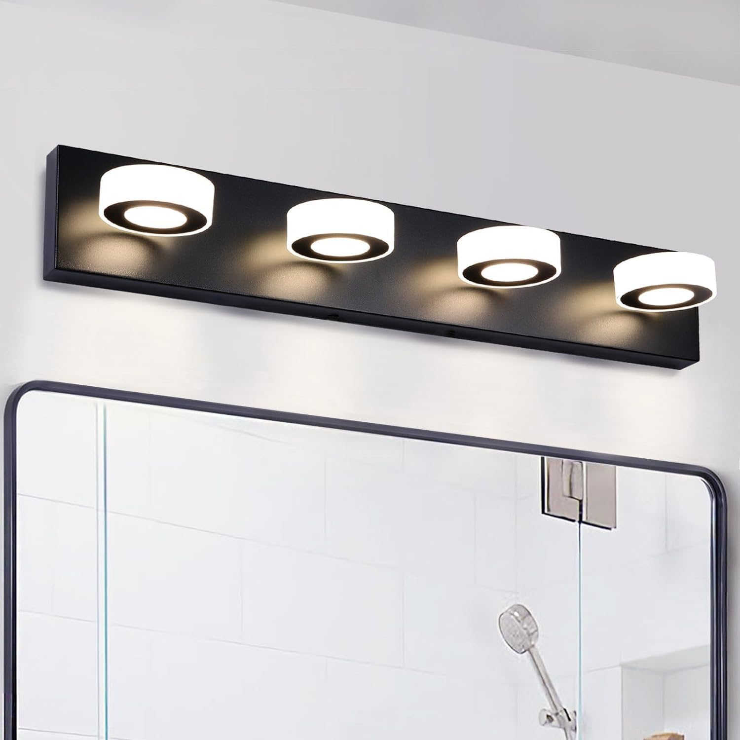 4 Lampara para Baño Pared -70cm, Lámparas LED negras para tocador de ...
