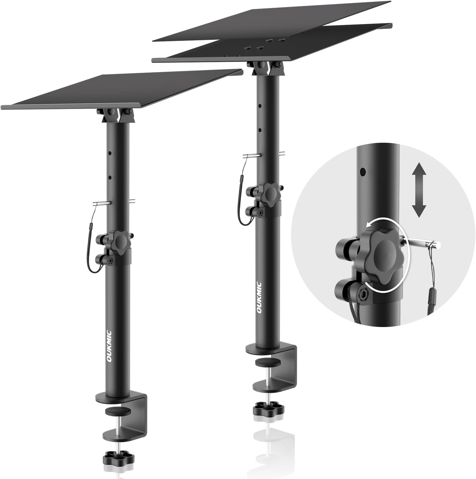 Amazon.com: OUKMIC Clamp On Desktop Speaker Stand Holder Pair, Heavy ...