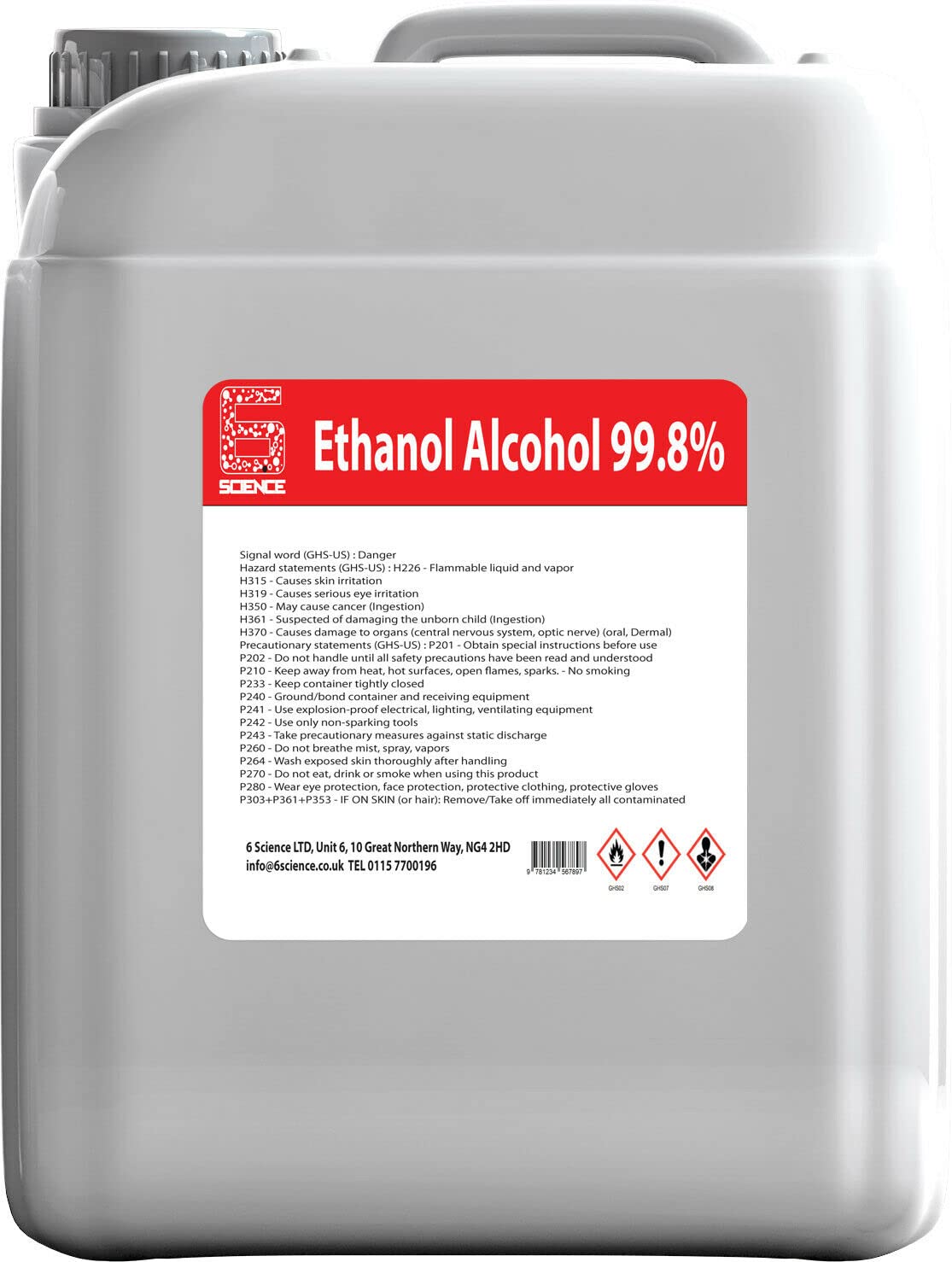6 Science Ethanol Concentrated High Purity 99.8%, Denature Ethyl ...
