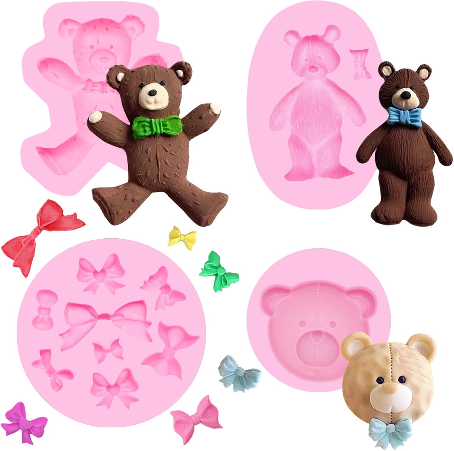 Amazon.com: Bear Chocolate Silicone Molds 4 Pcs, Teddy Bear Silicone ...