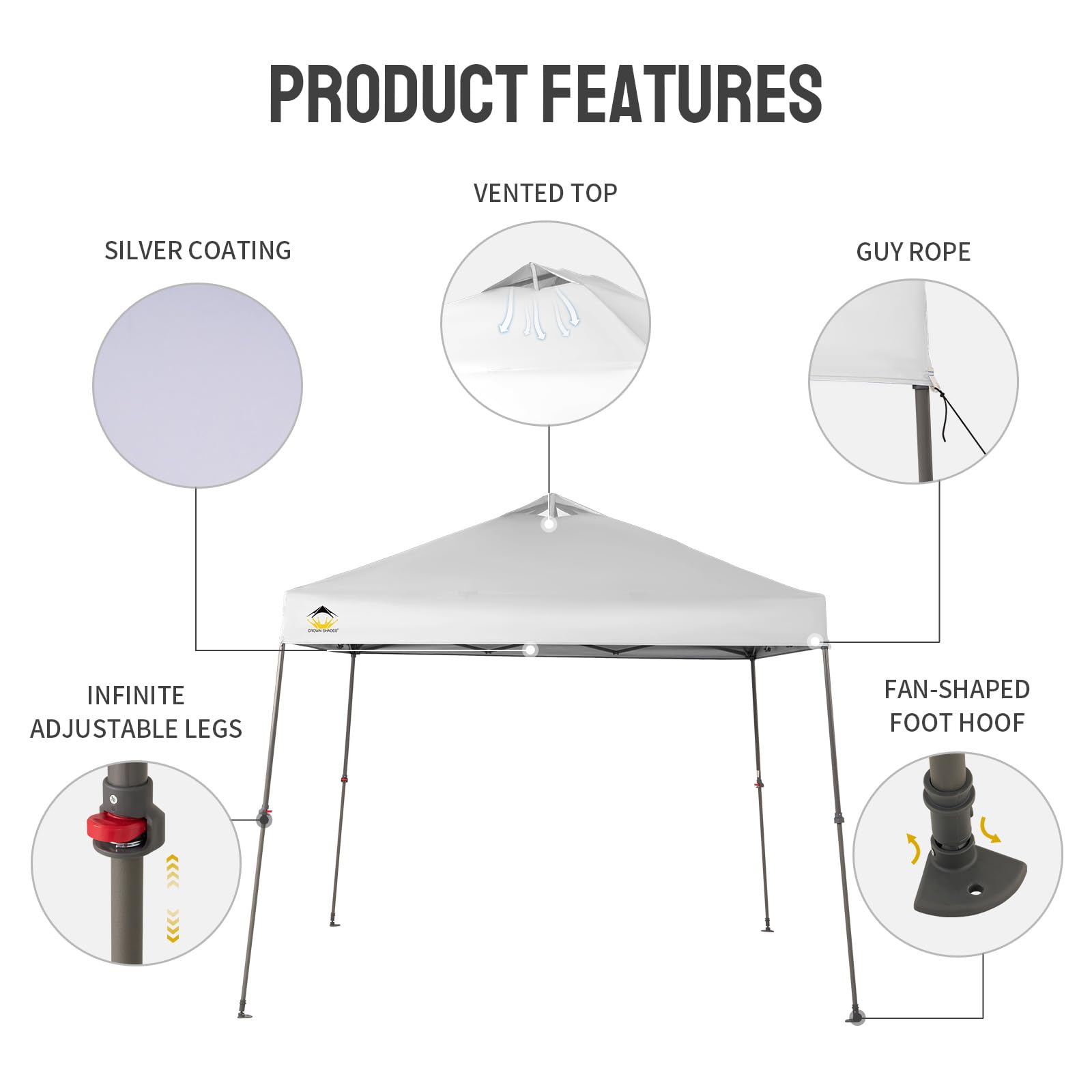 Snapklik.com : CROWN SHADES Pop Up Canopy - 11x11 Base Canopy Tent