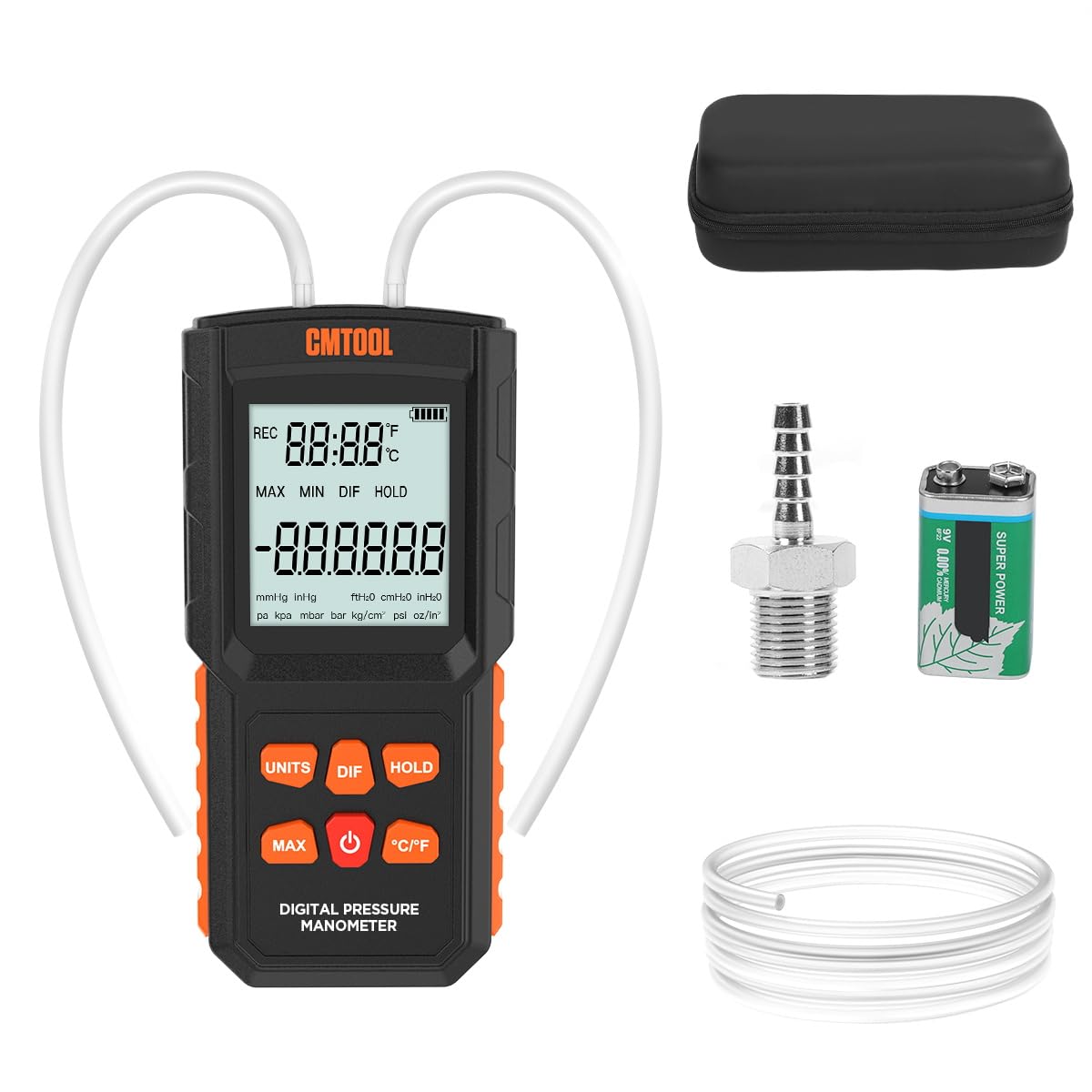 Snapklik.com : Digital Manometer Gas Pressure Tester HVAC Gauge Kit 100 ...