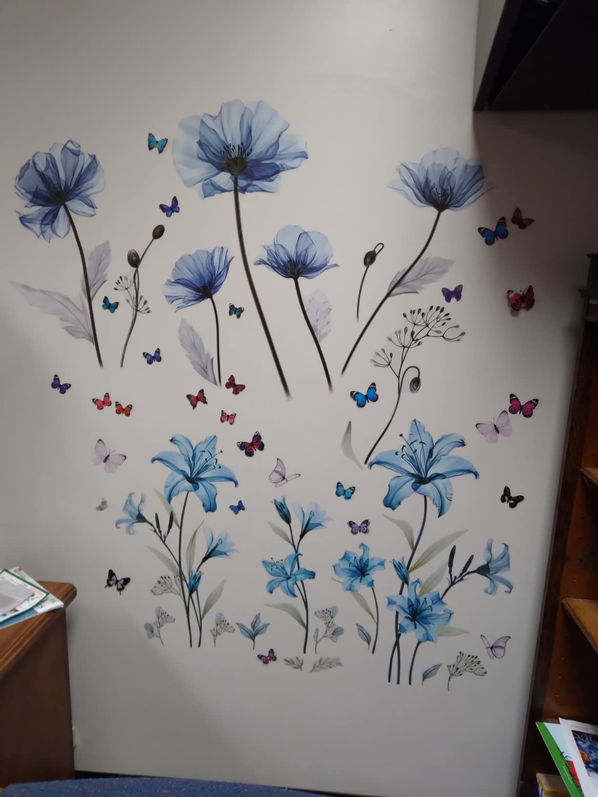 $2/mo - Finance decalmile Large Blue Flower Wall Decals Floral Wall ...