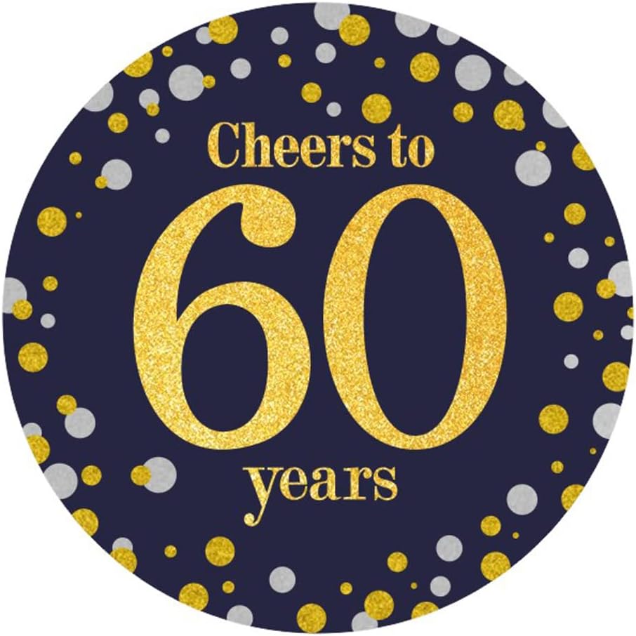 Amazon.com: Fedyufook Black and Gold 60th Birthday Party Favor Stickers ...