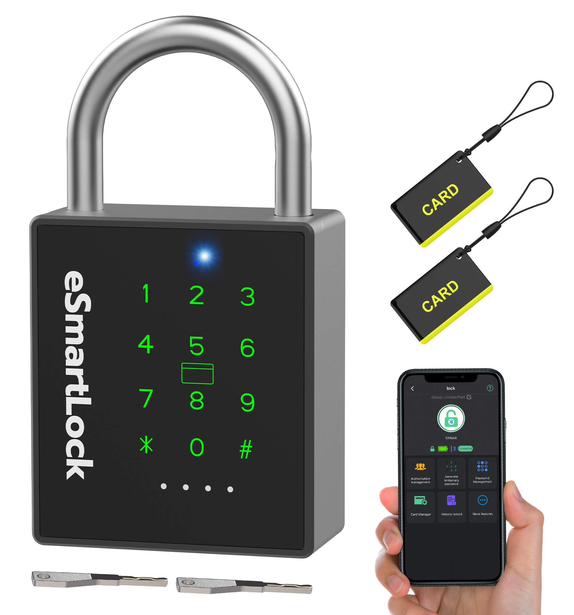eLinkSmart Heavy Duty Smart Padlock with Key, Pad Locks with Code ...