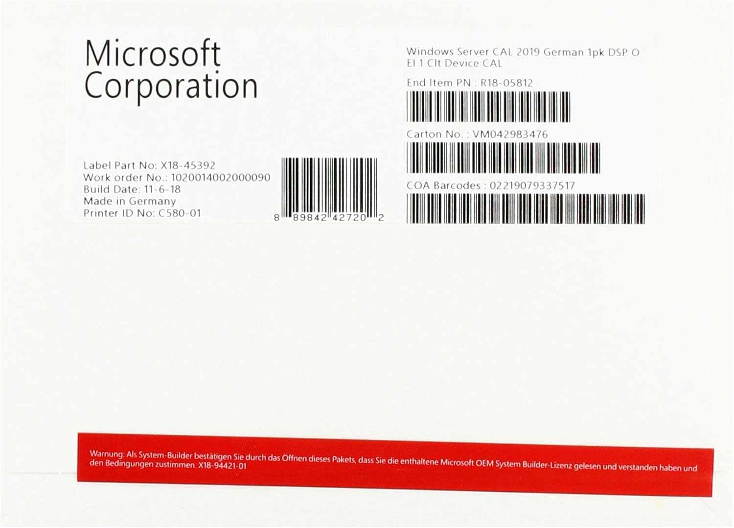 Microsoft compatible Windows Server 2019 - Lizenz - 1 Geräte-CAL ...