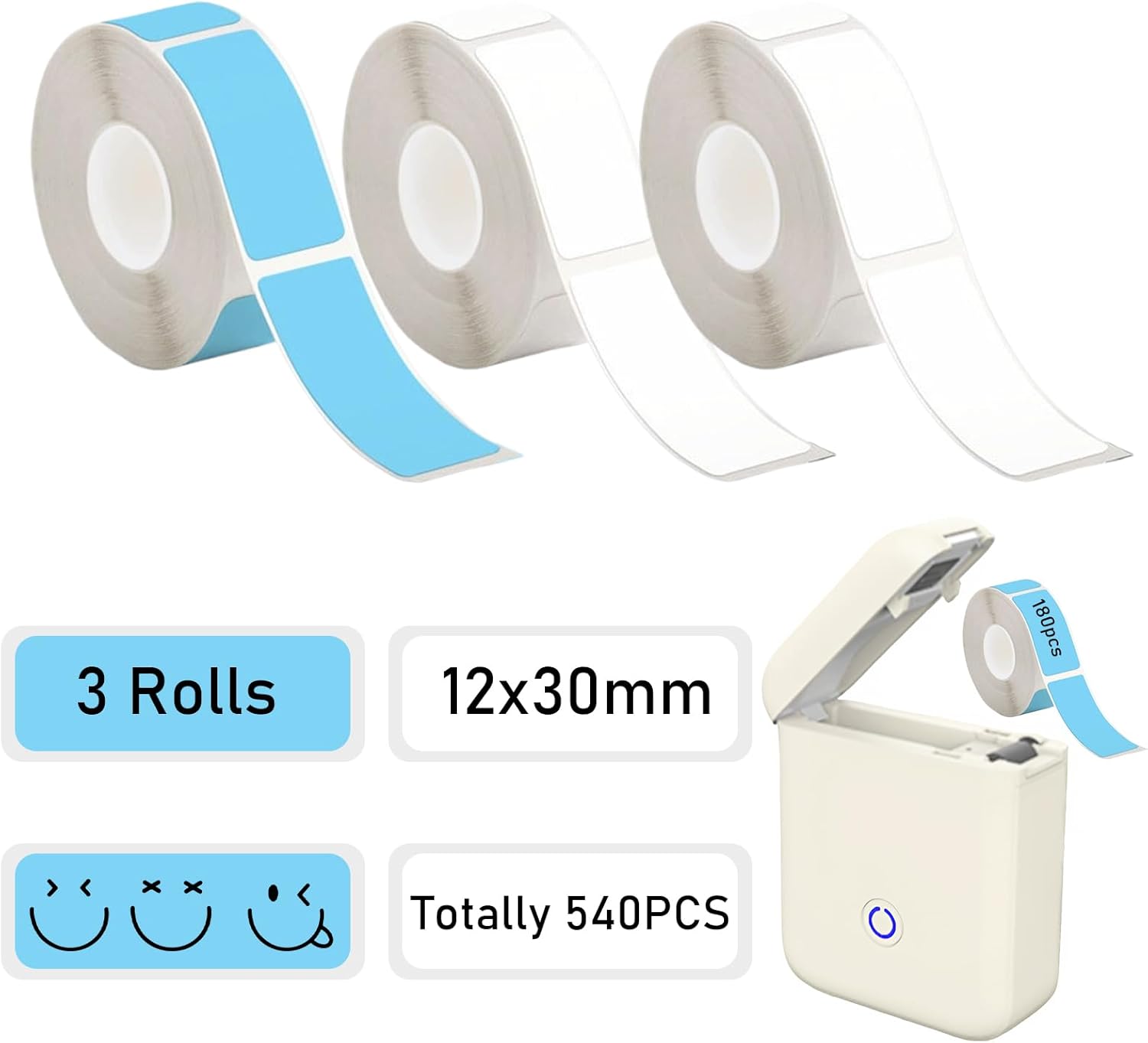 Amazon.com: Thermal Label Tape for D30 P11 Lable Printer, 3 Rolls Self ...