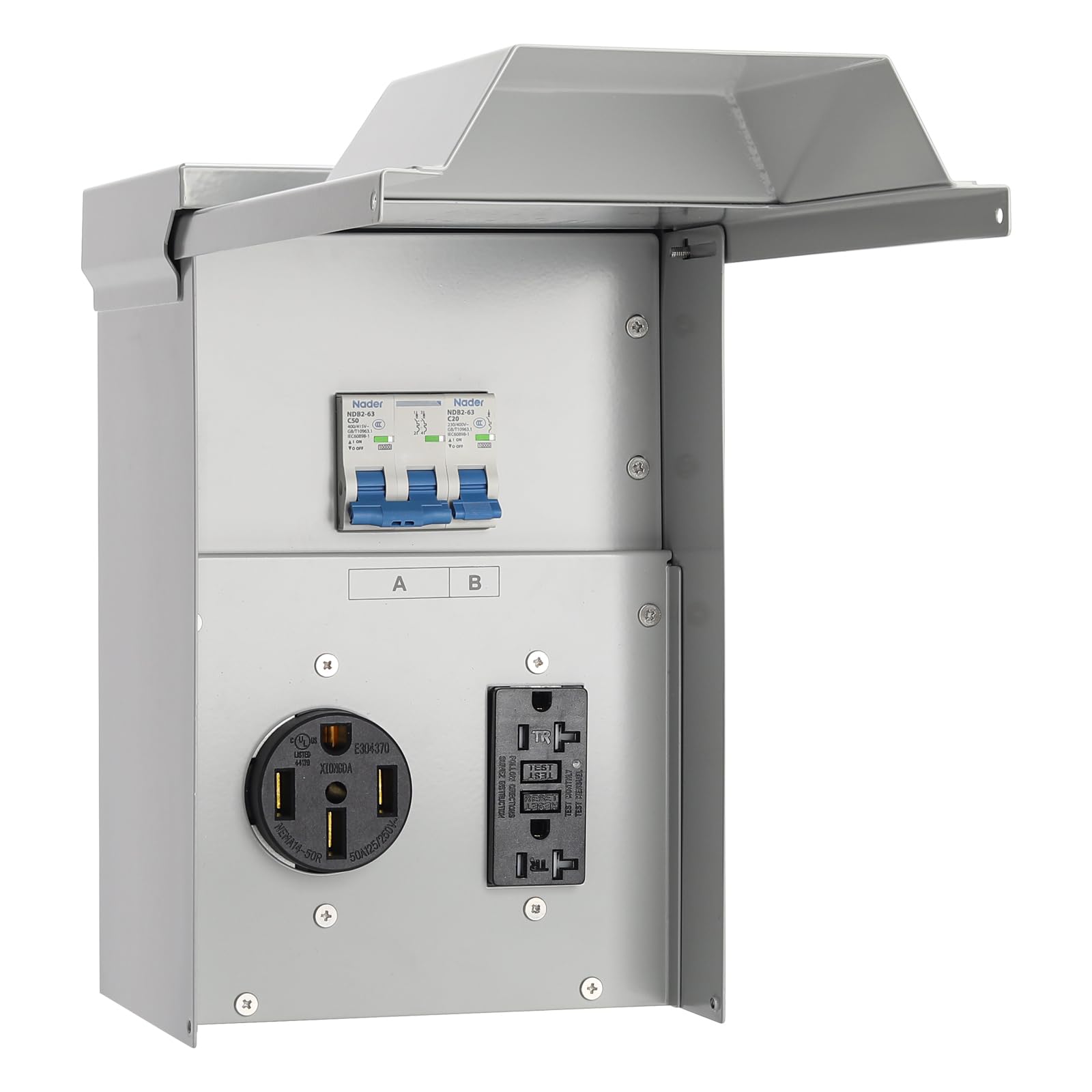 briidea Temporary Power Outlet Panel, RV Panel Outlet with a 20, 50 Amp ...