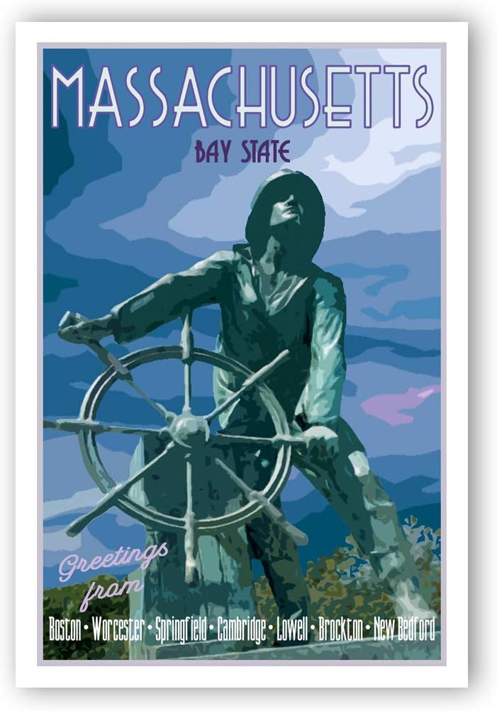 Amazon.com : MASSACHUSETTS STATE MAP postcard set of 20 identical ...