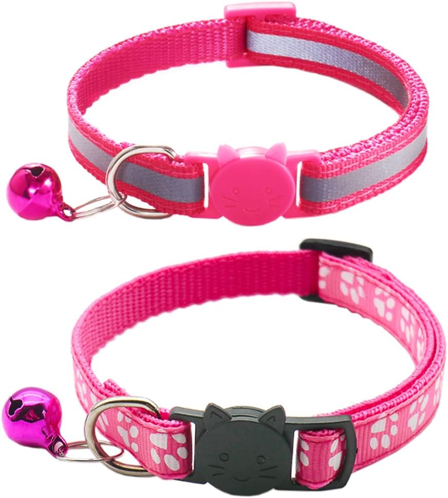 2 Pack Cat Collars Adjustable Kitten Collars with Bells Breakaway ...