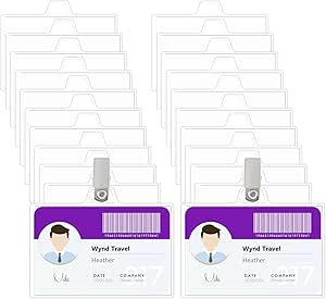 Amazon.com : Name Badge Holders with Clip - Fushing 40PCS Clear Plastic ...