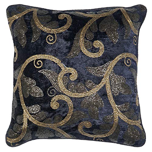 Buy LINENS STUDIO® Navy Blue Velvet Designer Cushion Cover with ...