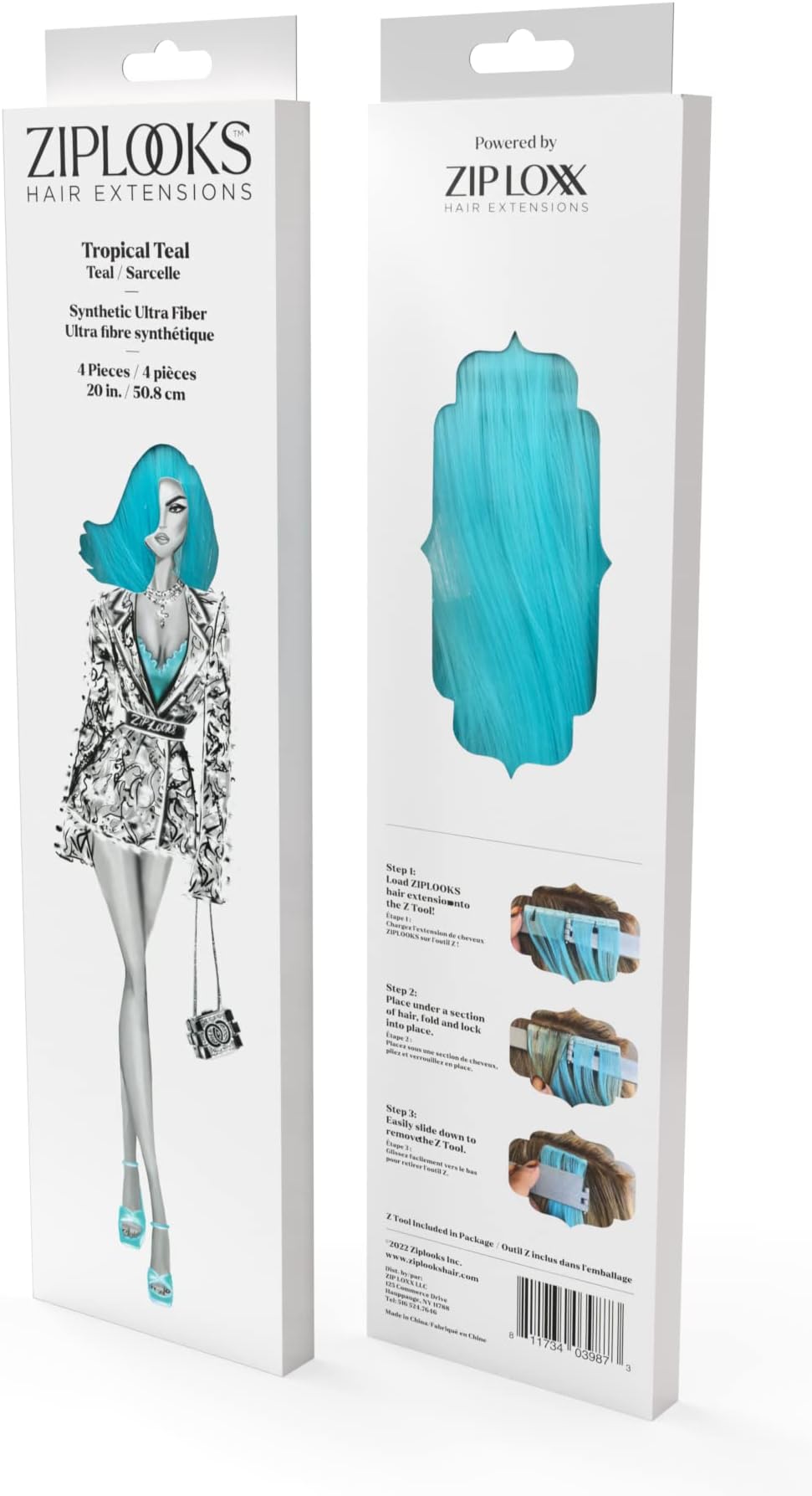 Amazon.com : ZIPLOOKS | Tropical Teal 20'' Ultra Synthetic Fiber ...