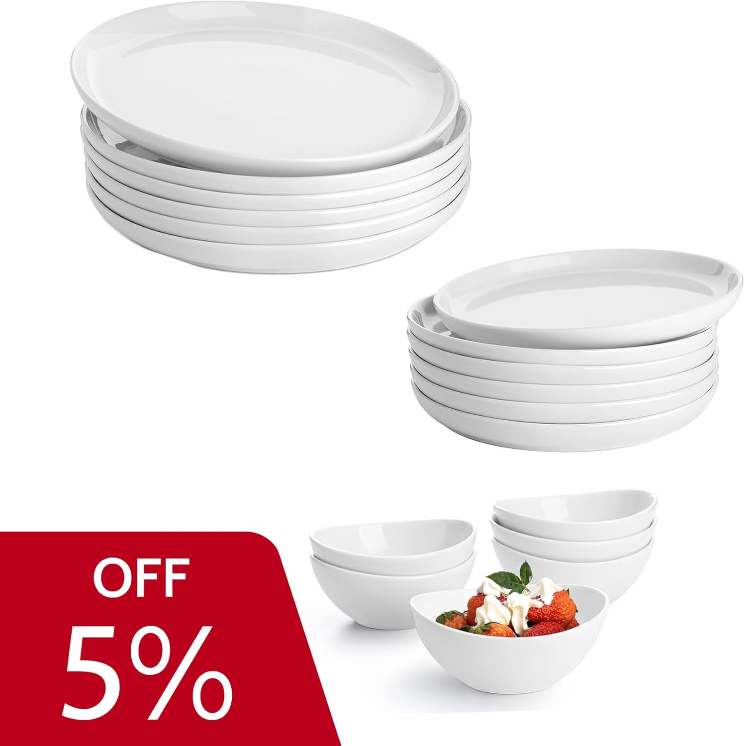 Amazon.com | Sweese 10 Inch & 7.4 Inch Plates & 10 Ounce Bowls Set of 6 ...