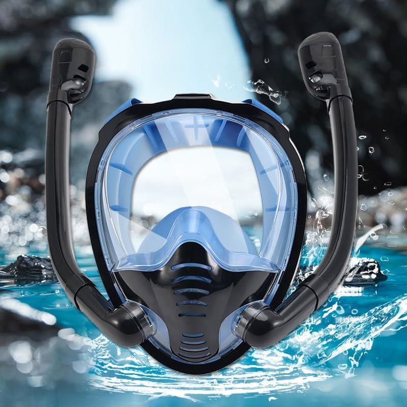 VBM Full Face Snorkel Mask Double Tubes Designed Anti Leak Dry Top ...