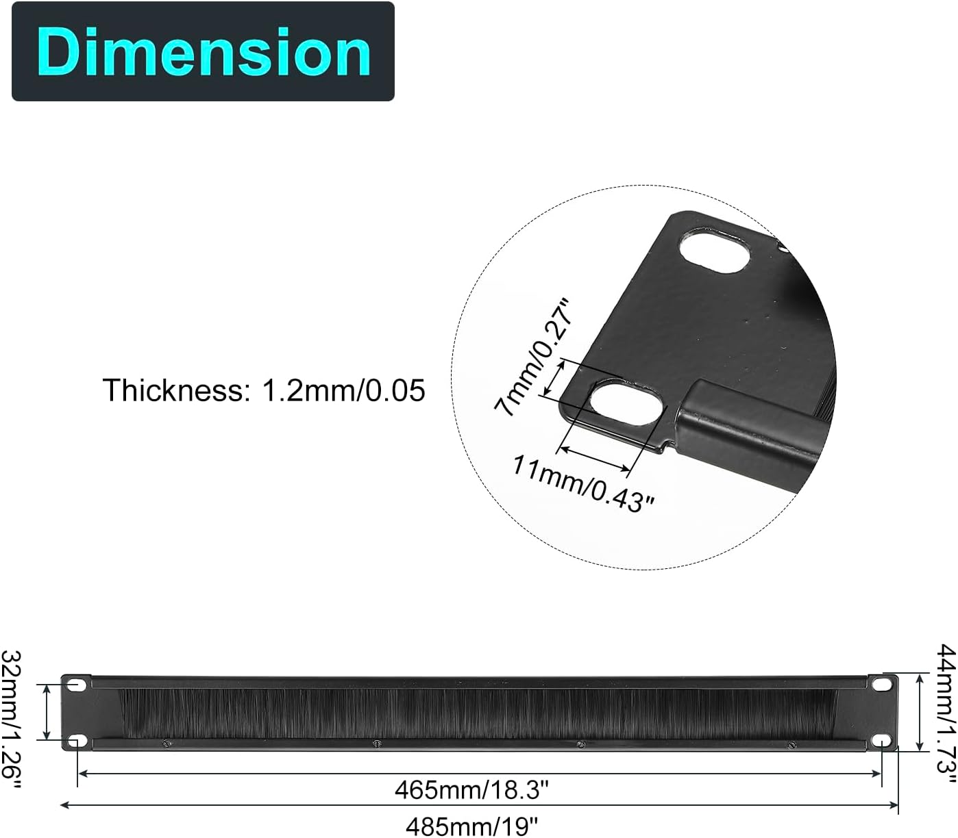 PATIKIL Brush Cable Manager 1U, 19 pulgadas, paquete de 5 paneles ...