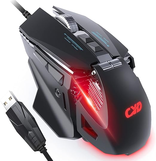 Amazon.com: QYD Mouse para juegos con cable RGB con juego de ajuste de ...