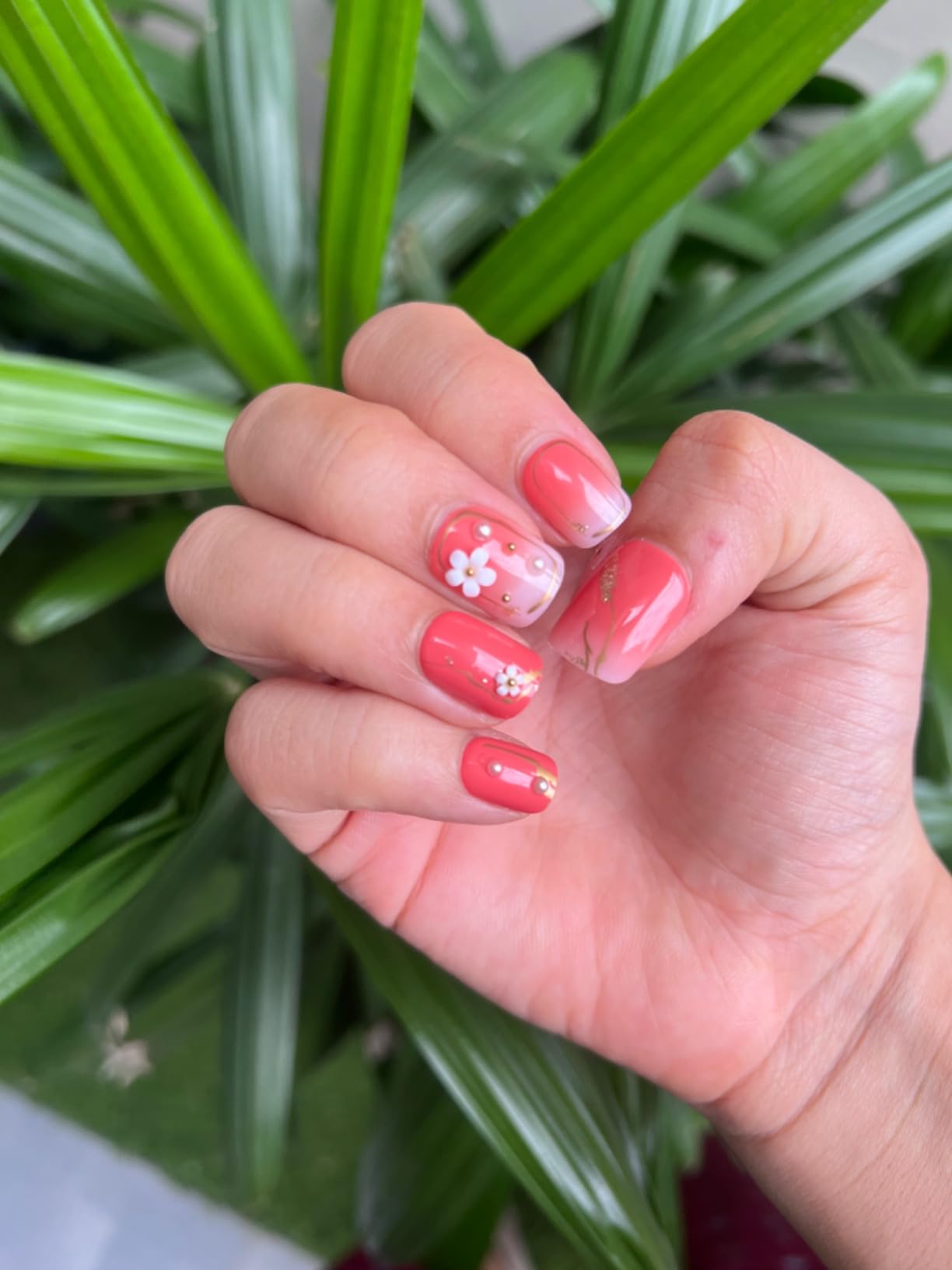 Buy Secret Lives Premium Salon Look Nails | Redish Peach Color with 3D ...