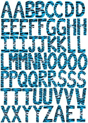 Amazon.com: 60 ABC Alphabet Wall Decals Turqouise Blue Zebra Print 3 ...