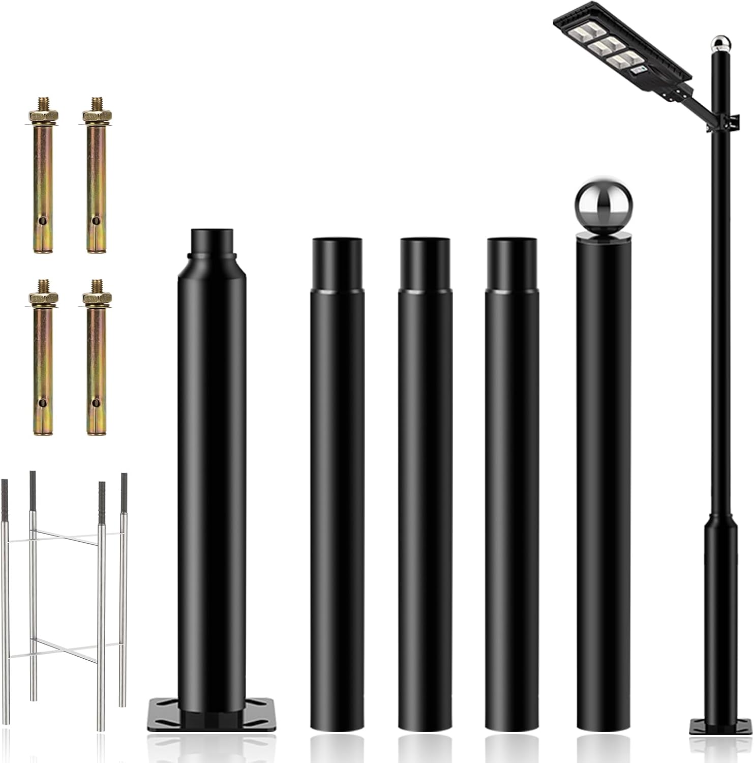 Street Light Pole 16FT, Metal Solar Lamp Posts for Outdoor Light ...