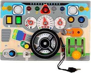 Amazon.co.jp: Sironoa モンテッソーリ ビジーボード 知育玩具 木のおもちゃ 男の子 女の子 3歳 子供 誕生日 プレゼント 入園お祝い 木製ビジーボード コンセント ...