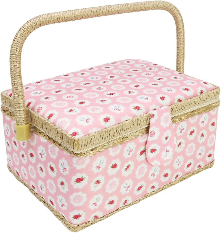 Amazon.com: Medium Sewing Basket Organizer with Complete Sewing Kit ...
