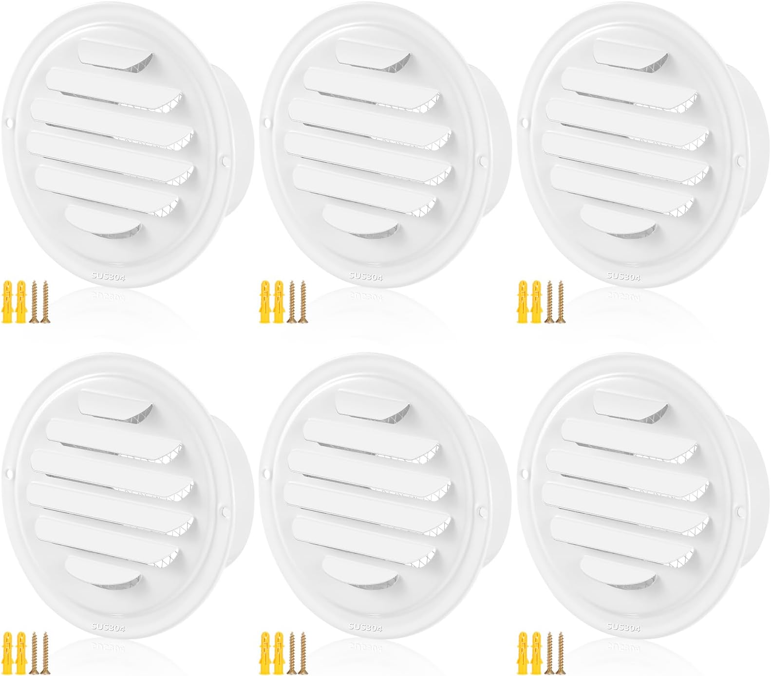 PATIKIL 304 Stainless Steel Air Vents, 3 Inch, 8pcs Round Louver Grille ...