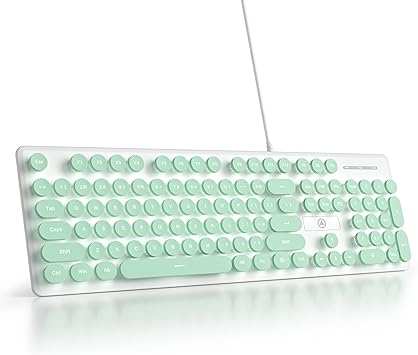 Amazon.com: surmen Cute Quiet Keyboard Wired Green Typewriter Keyboard ...