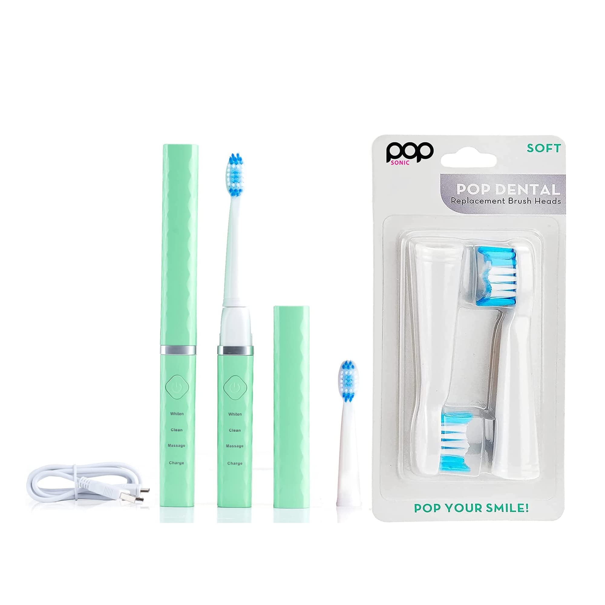 Amazon.com: Pop Sonic USB Charge Anywhere Toothbrush(Green) Bonus 2 ...