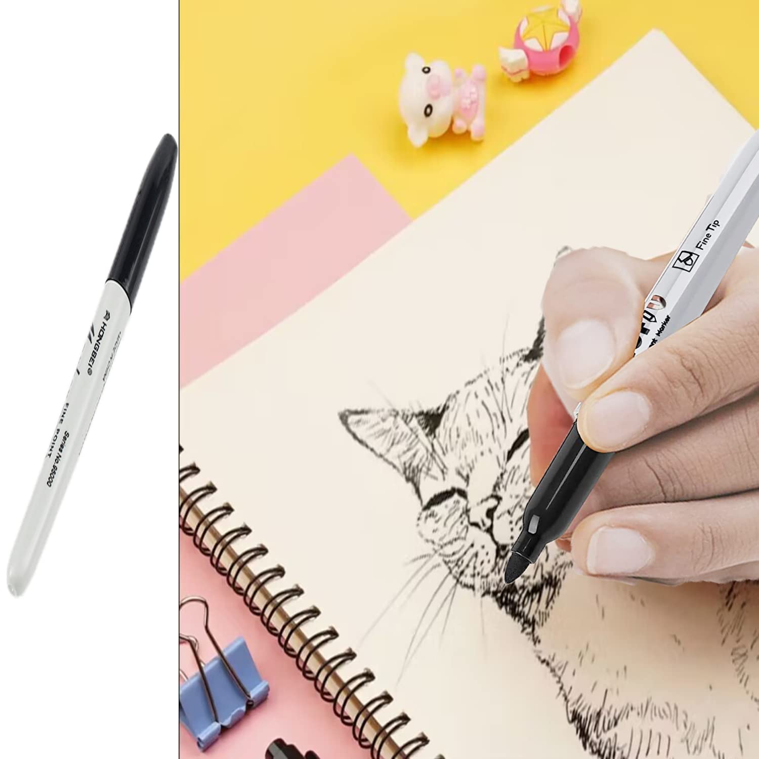 Permanent Markers, 36pcs Black Fine Point Permanent Marker Set ...