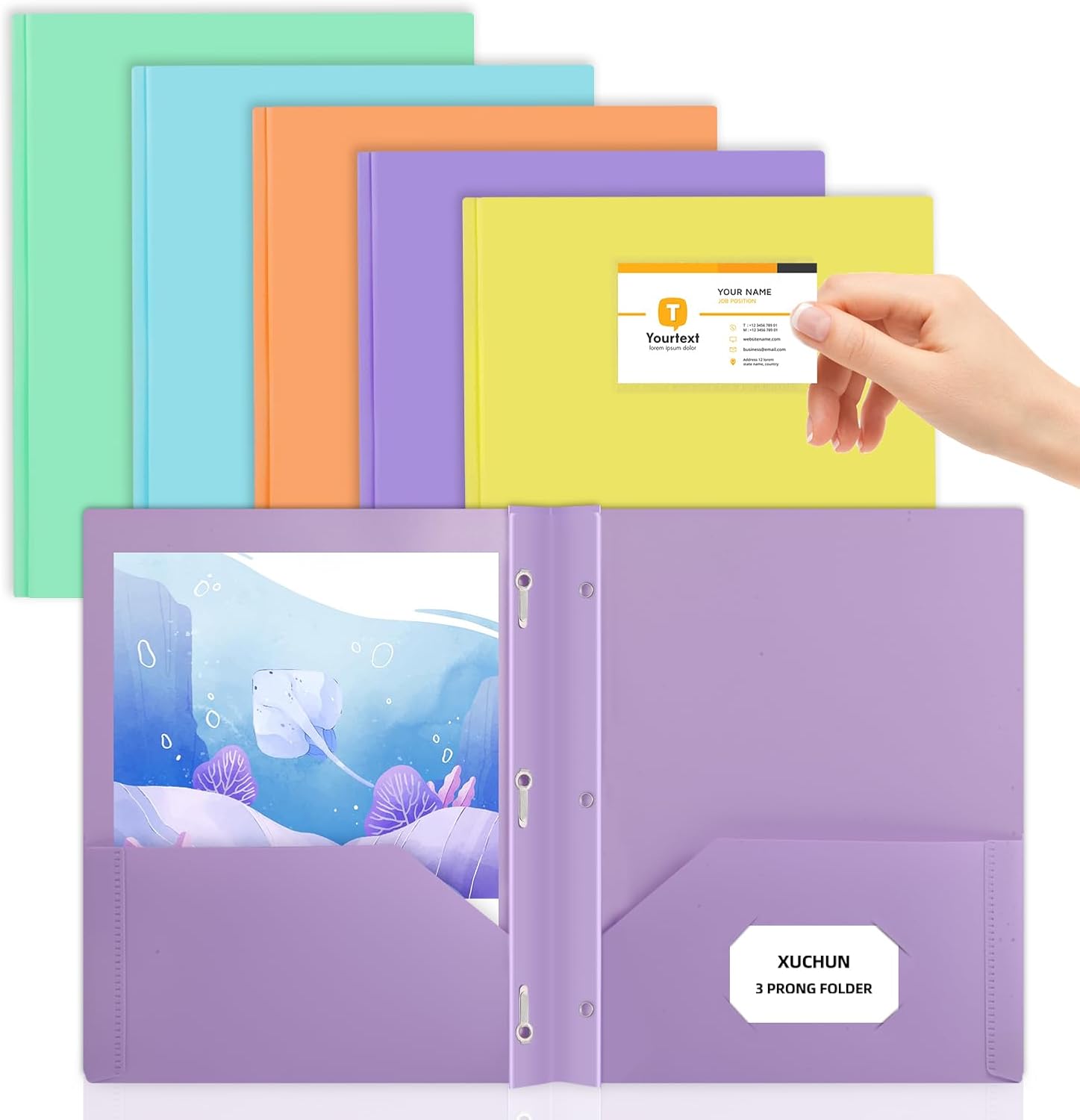 Amazon.com : Plastic Folders with Pockets and Prong, Pack of 6,with ...