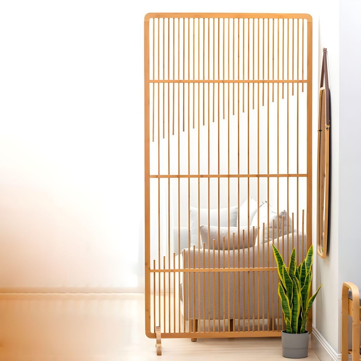 Amazon.com: CraftThink Panel Bamboo Wood Room Divider, Portable ...