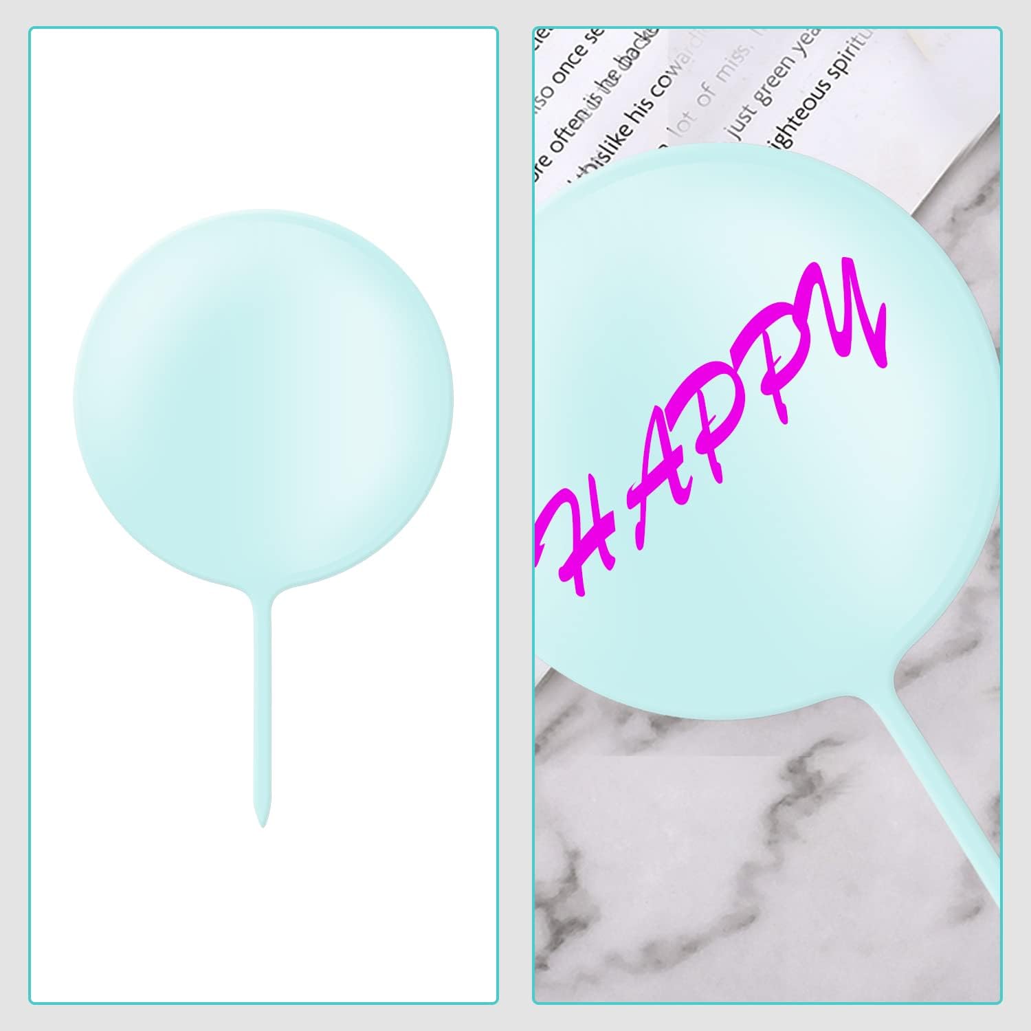Buy KINBOM 10pcs Acrylic Cake Topper, Round Reusable Custom Cake Topper ...