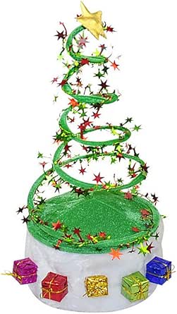TOYMYTOY Decorated Christmas Tree Spiral Spring Santa Hat Christmas ...